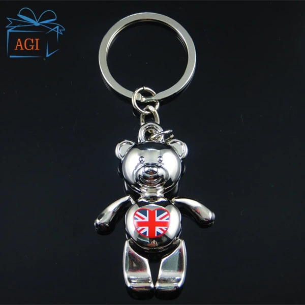 Custom Logo Teddy Bear Metal Keychain - Eco-Friendly Gift