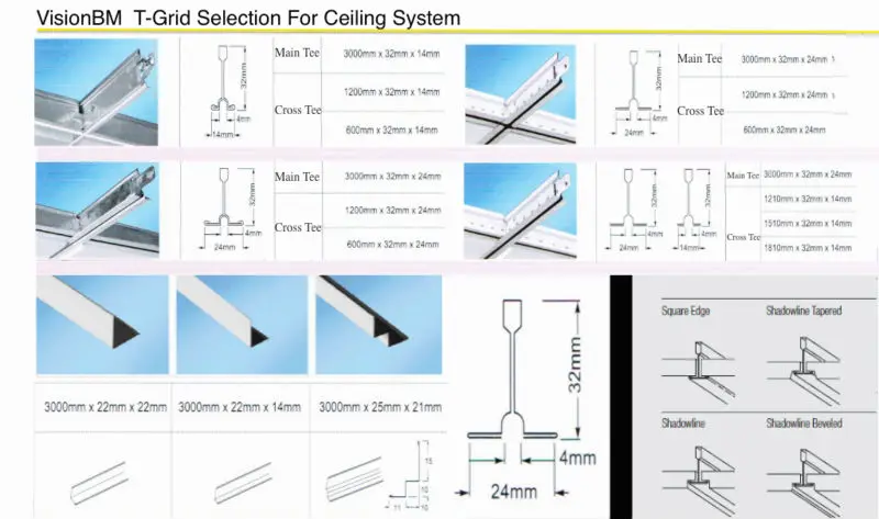 Fineline Ceiling Tee Grid Main Runner Cross Runner - Buy Fineline ...