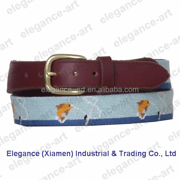 Nautical Sailing Boat Needlepoint Belt 100% Hand Stitched for Men ...