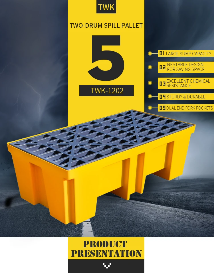 2 Drum Spill Pallet Containment Pallets 8 Drums 13001300300 Plastic 4 ...