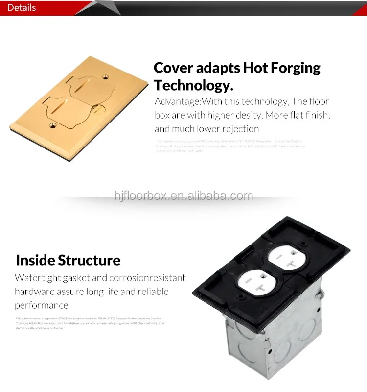 Ul Approval Brass Floor Box With 20a Tr American Socket Receptacle And ...