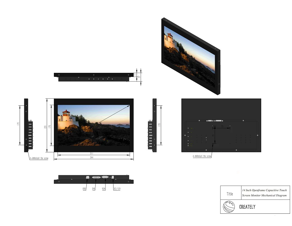 Small Size 14 Inch Lcd 1920*1080 Resolution Capacitive Touch Screen ...