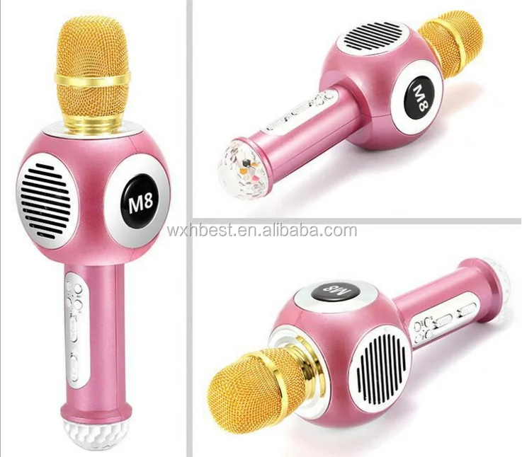 New Arrival M8 Karaoke Wireless Microphone Portable Bt Handheld Microphone With Led Flash Light ...