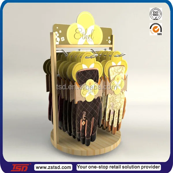 Retail Shop Counter Top Pet Grooming Gloves - Wooden Display Stand Rack