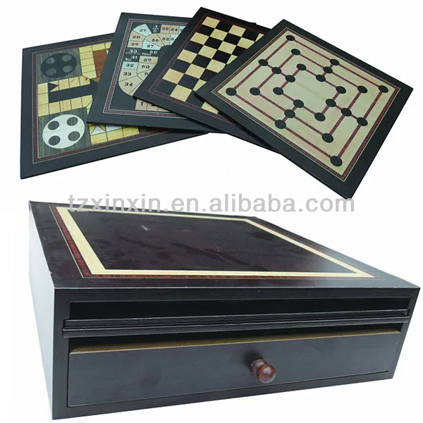 Classic 10 In 1 Game Box Chess Checker Backgammon Goose Game Ludo Nine ...