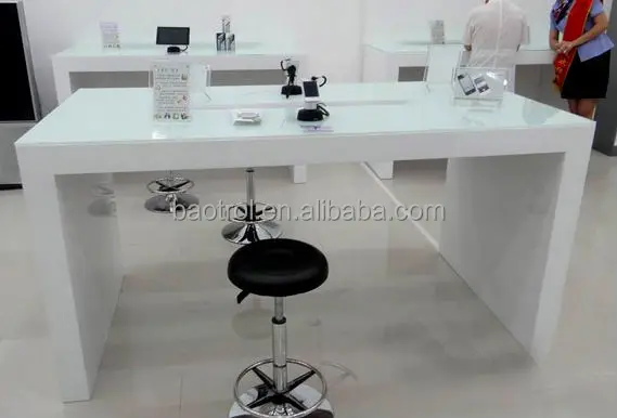 Snow White Solid Surface Table Retail Store Cell Phone Display Table ...