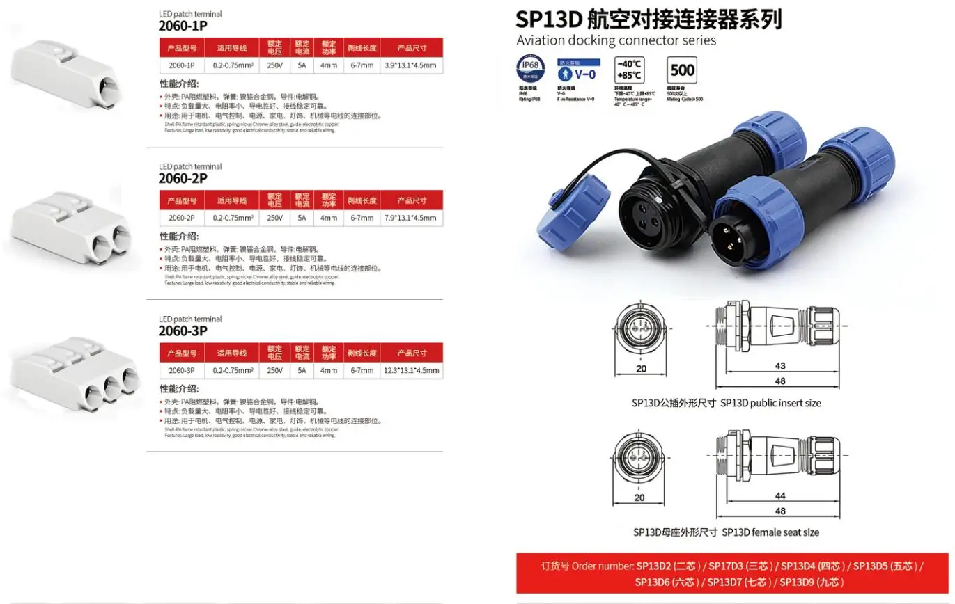 Quick Cable Connector Ch-2 Press Type Self-locking Electric Wiring ...