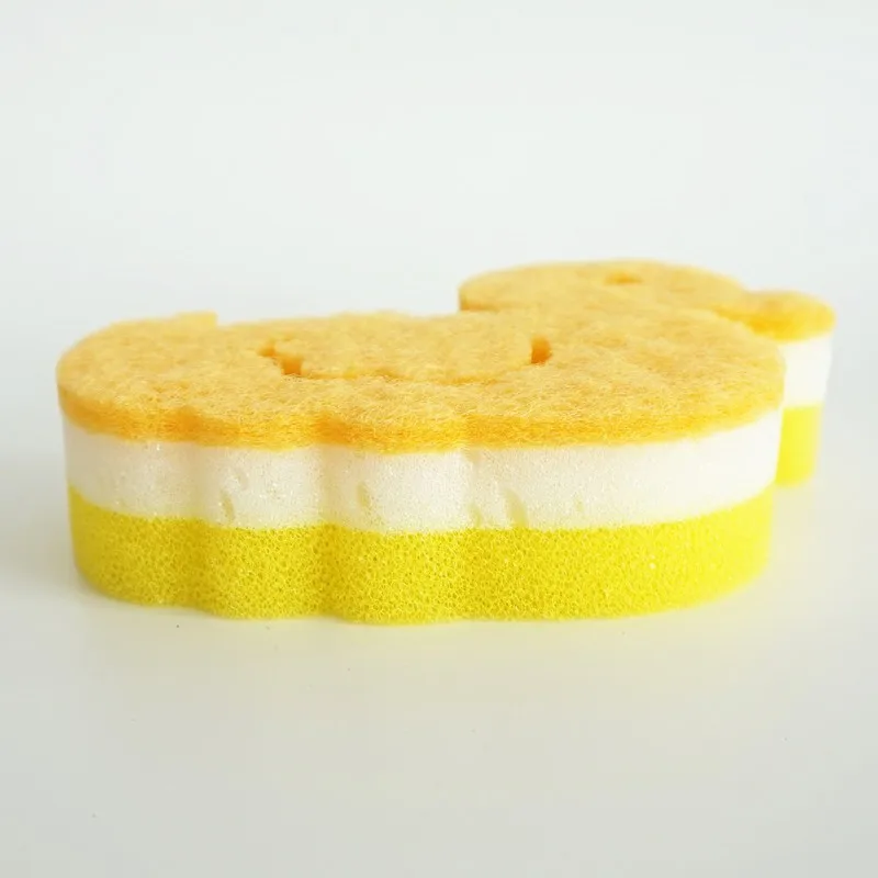 Yellow Duck Shape Cleaning Scrub Sponge Pad for Kitchen
