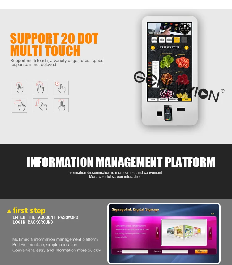 Food Ordering Machine 43 Inch Restaurant Order Device With Pos System ...