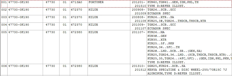 47750-0k190 477500k190 For Toyota Hilux Pickup Fortuner 4wd 08-15 - Buy ...