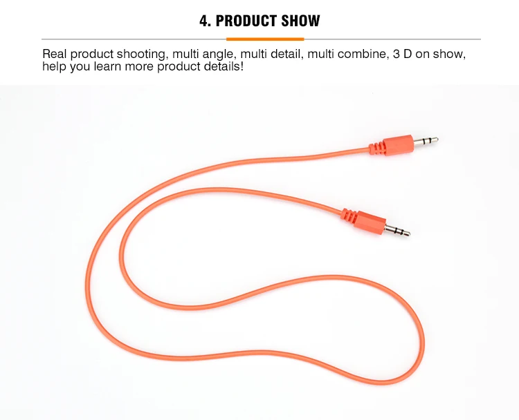 Orange AUX Cable - Hi-Fi Sound Quality 3.5mm Audio Cord