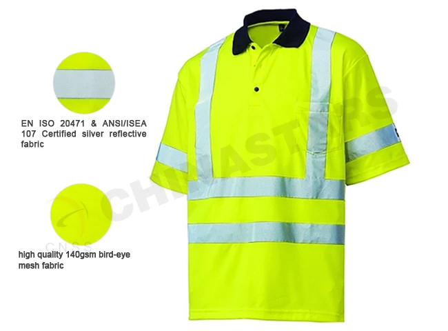 Dual Color High Visibility Polo Shirt In Breathable Bird Eye Mesh ...