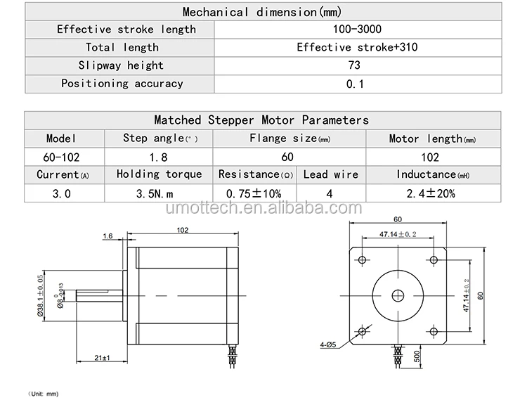 Umot High Speed 2 Meters Cnc Belt Driven Linear Actuator Guide Rail Module Linear Guide Rails ...