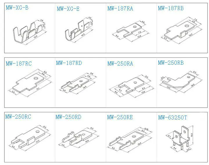 6.3mm Pcb Spade Terminal Connectors 250 Faston Tab Pcb Terminal With ...