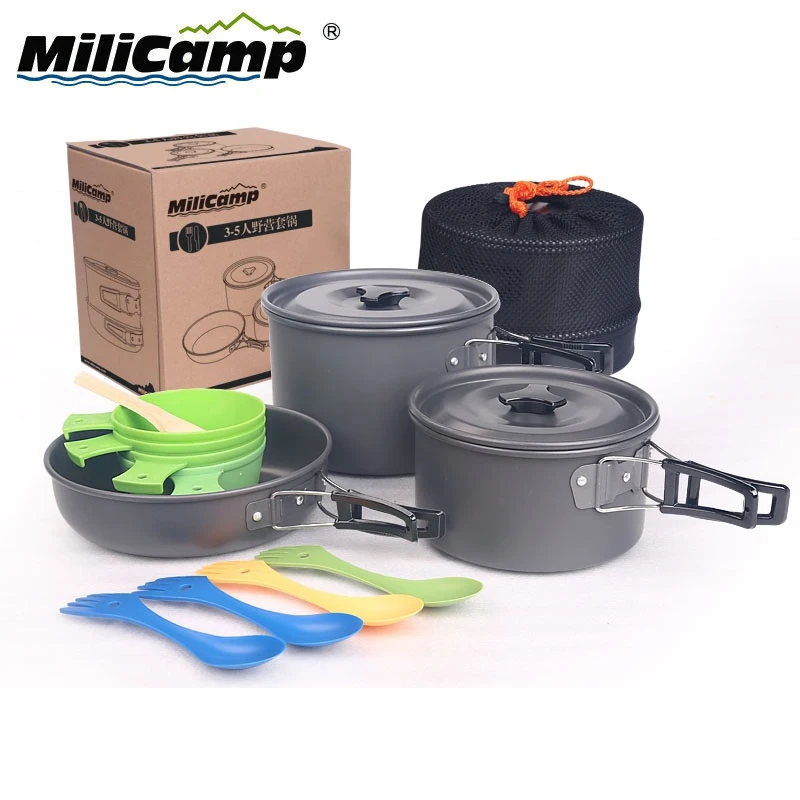 Outdoor 3-4 Person Hard-anodized Aluminium Cook Set Camping Cookset ...