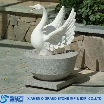 Carved White Marble Stone Garden Swan Decoration Statue - Buy Garden ...