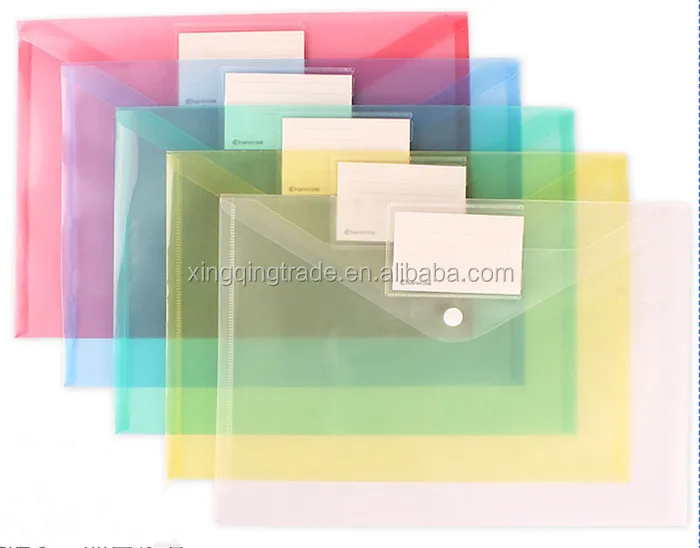 A4 Plastic Candy Color Transparent Document Folder With Snap Button ...