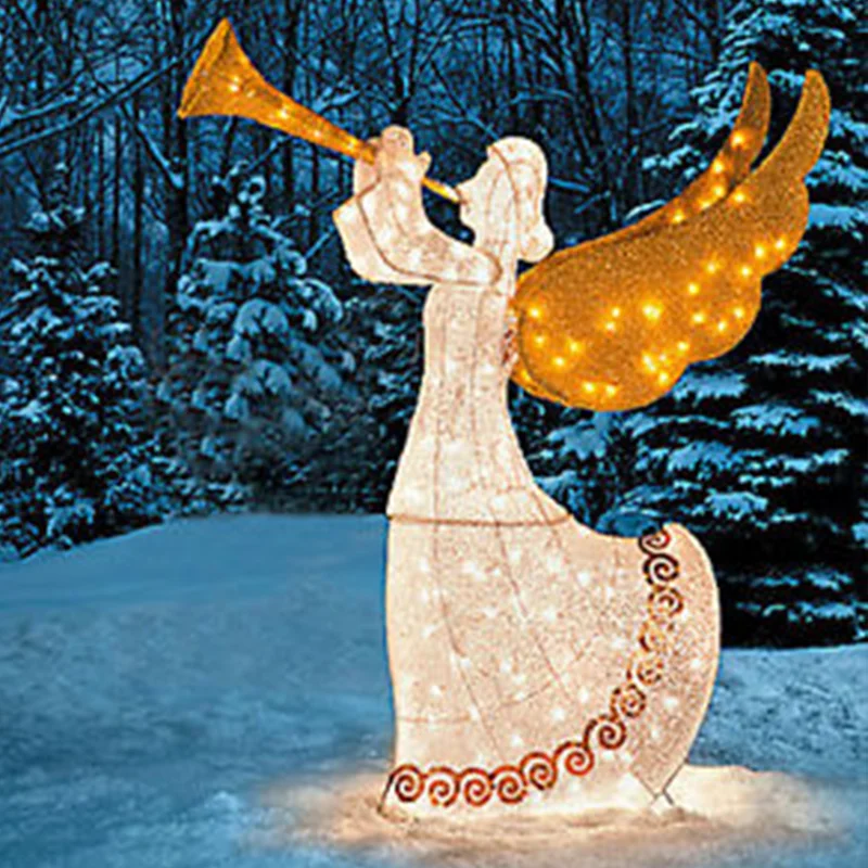 3d Outdoor Lighted Christmas Angels Light Display Yard Decoration ...