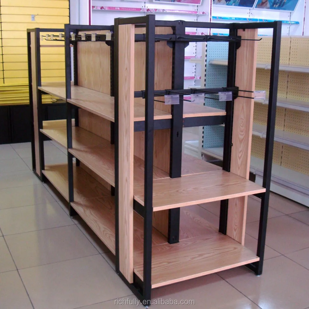 2016 New Product Steel And Wood Composite Frame Supermarket Shelves ...
