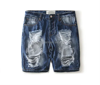 Summer New Model Funky Men Apparel Scratch Damaged Hole Jeans Shorts ...