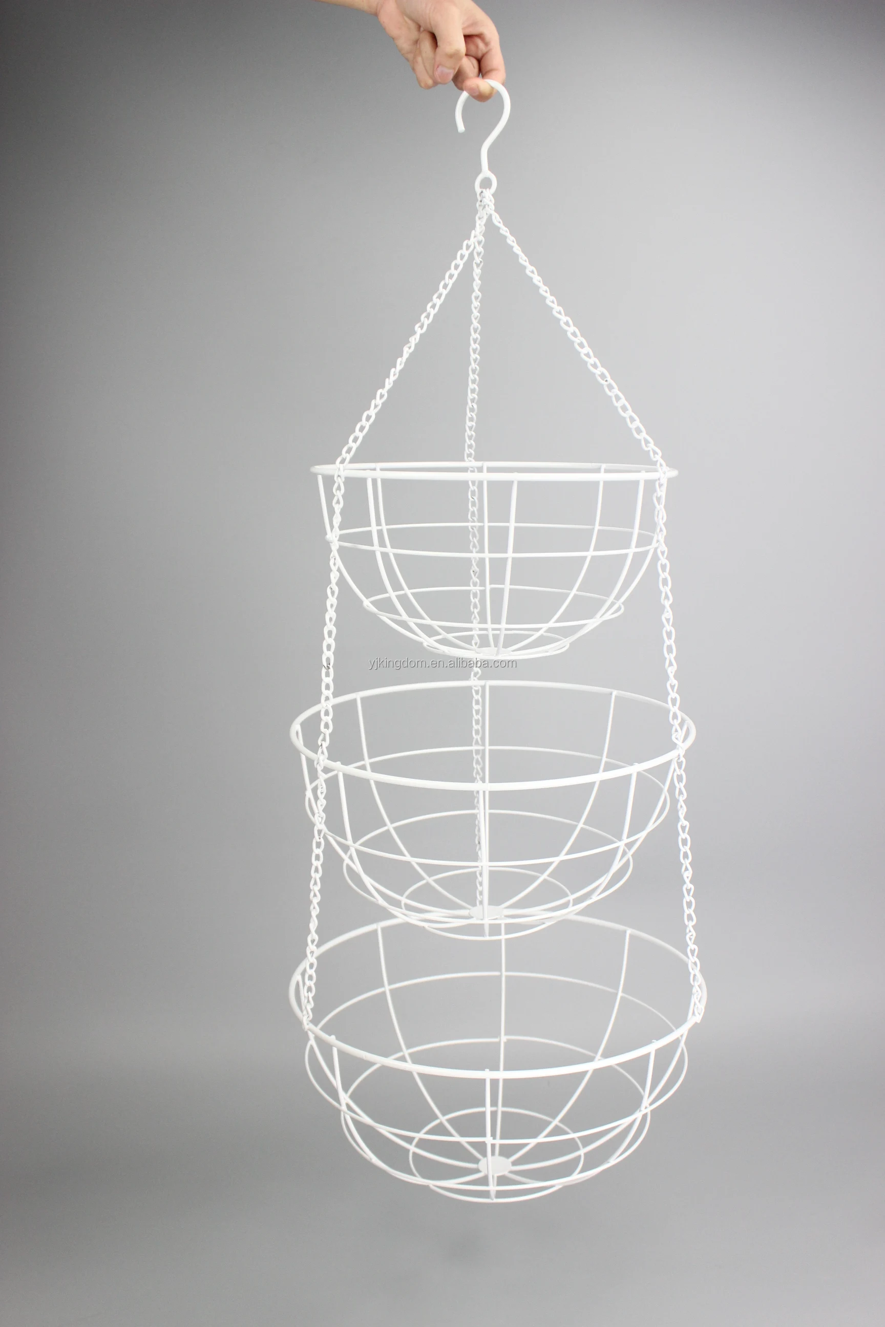 550-58b Household 3 Tier Round Hanging Wire Fruit Basket With Chain ...
