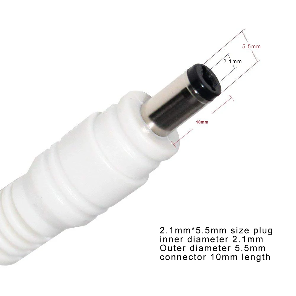 White 1m Ip67 5.5 2.1mm Wiring Dc Cable 24v 5521 Male To Female ...