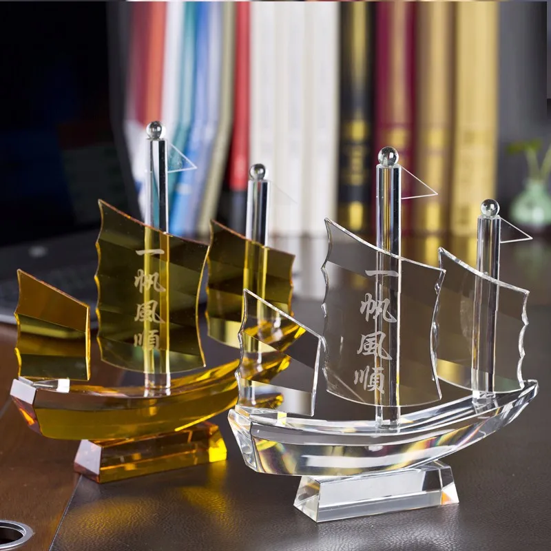 Golden Handicraft Smooth Sailing Crystal Glass Sailing Boat - Buy ...