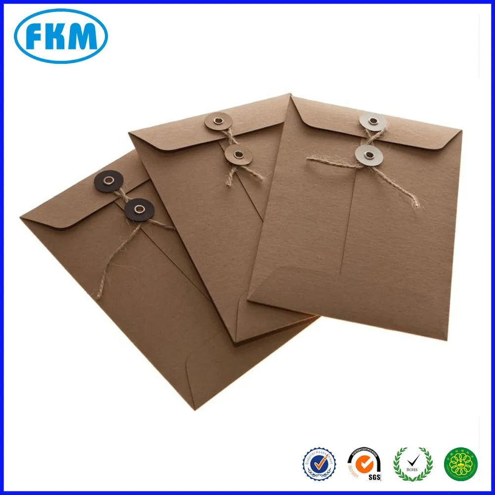 Custom Design Kraft String Tie Envelopes With Window - Buy Kaisercraft ...