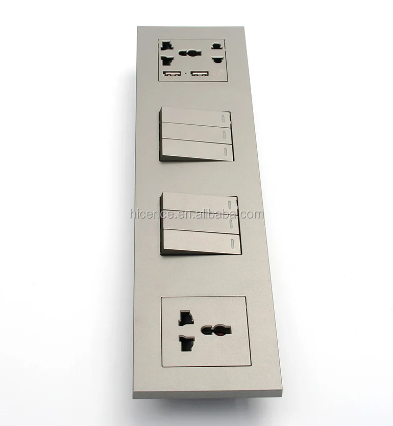Universal Power Socket 2 Usb 4 Panels Connected Push Button Switch 5 ...
