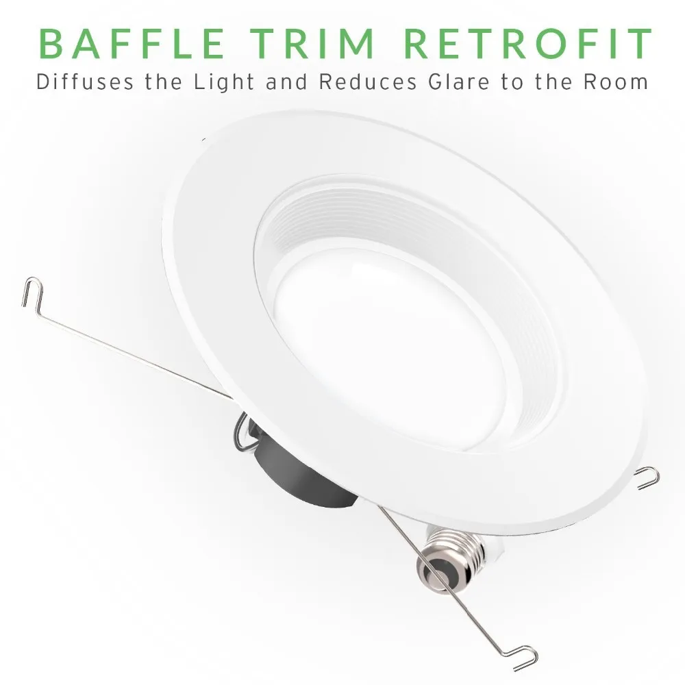 13w 5/6 Inch Dimmable Baffle LED Recessed Lighting Light Retrofit Kit ...