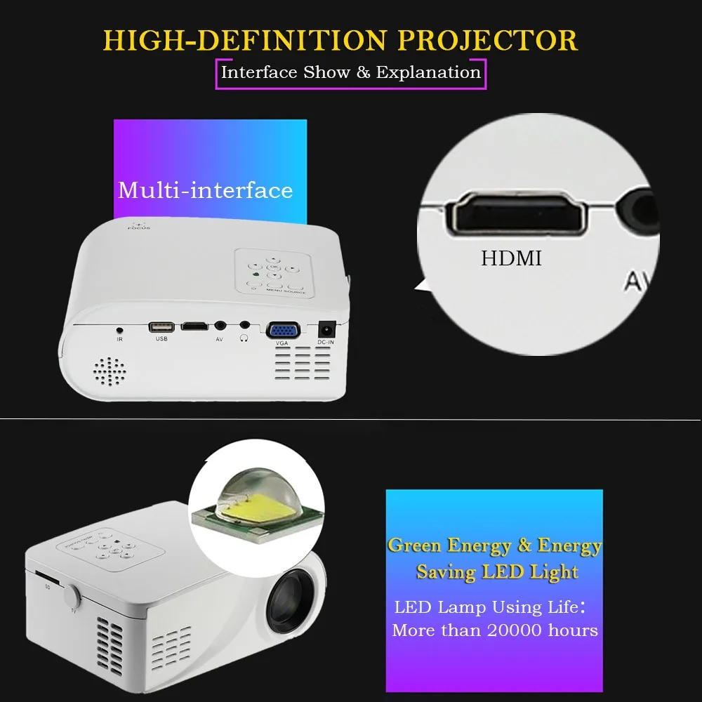 X6 Mini Portable Led Projector Home Theater Multimedia Projector Full ...