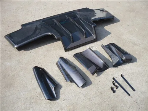 Carbon Fiber Rear Diffuser With 2 Middle Fins 4 Side Diffusers (7pcs ...