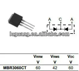 20a Schottky Barrier Rectifier Diodes Mbr2060ct - Buy Mbr2060ct ...