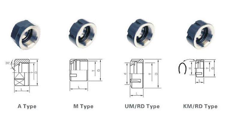 Cnc Er11 Er16 Er20 Collet M Type Er Clamping Nut - Buy Clamping Nut,Er ...