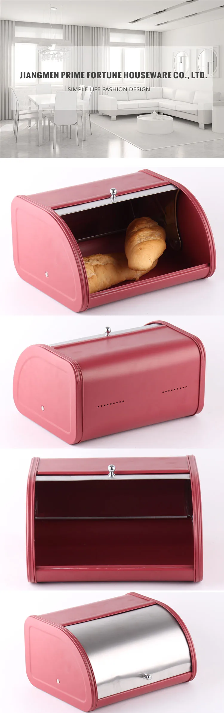 Kitchen Bread Box Bread Bin Red Novelty Storage Boxes & Bins Stainless ...