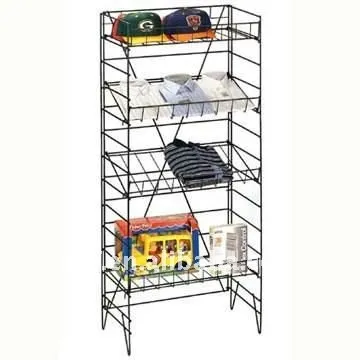 Customized 4 Tiers Folding Metal Wire Display Shelf Rack - Buy Shelves ...