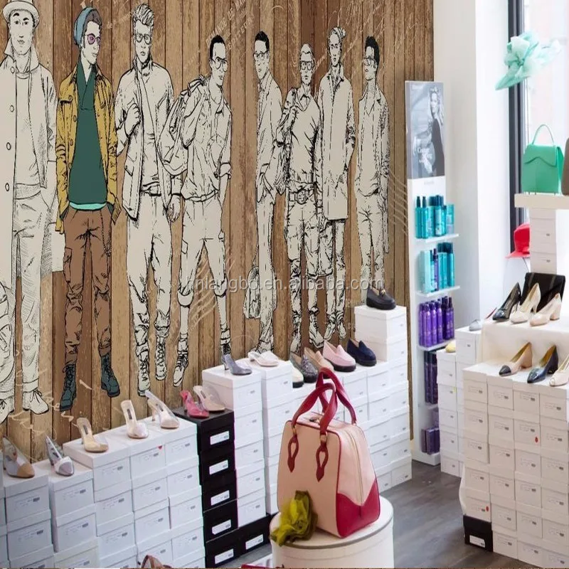 Men Retro Clothing Store Mural Living Room Wallpaper Bathroom Bedroom ...