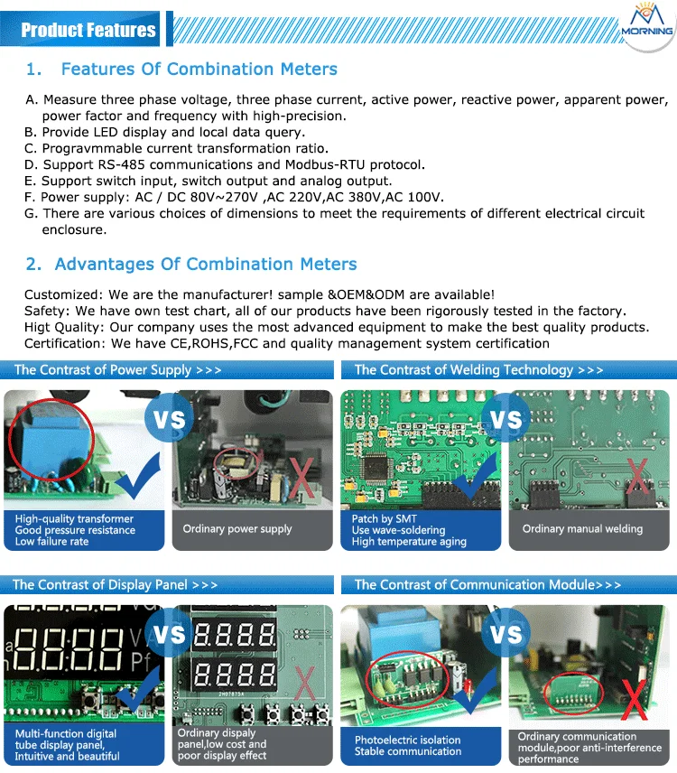 UIF33 Single Phase Digital Combined Meter by MORNING-E