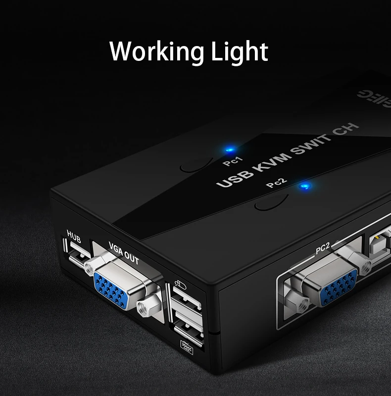 Usb Kvm Vga Switch Box Adapter And 3 Port Vga Usb Cables Usb Vga Kvm ...