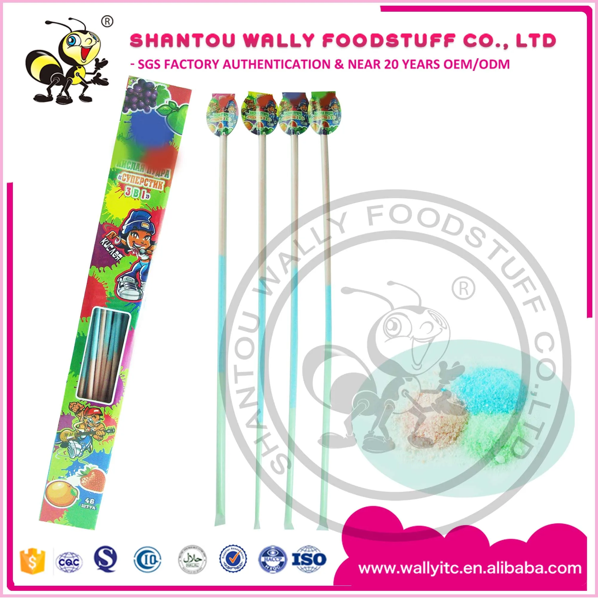 Mix Colour Mix Flavour Super Long Powder Candy Straw Sour Powder Candy ...