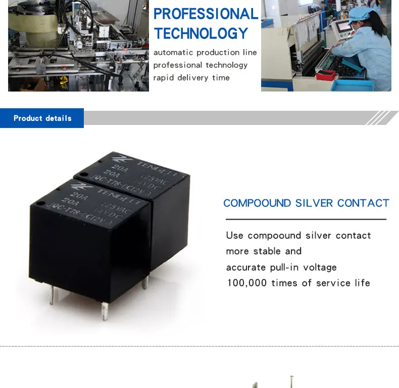 Tengfei 4pins Relay T78 T74 A 12v 20a Pcb Car Relay 0.6w - Buy T78 ...