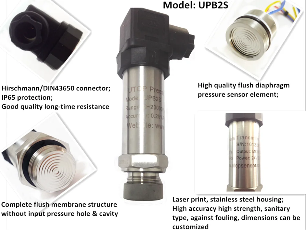 Oem Food Industry 0~10v/4~20ma Piezoresistive Silicon Flush Membrane Pressure Transmitter - Buy ...