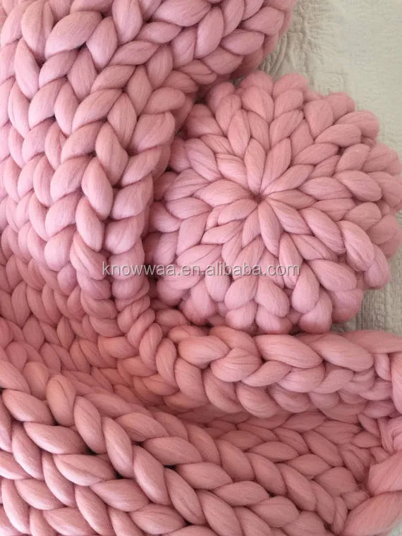 Selimut Rajut Benang Merino,Benang Wool Raksasa Hangat Anti Tumpuk ...