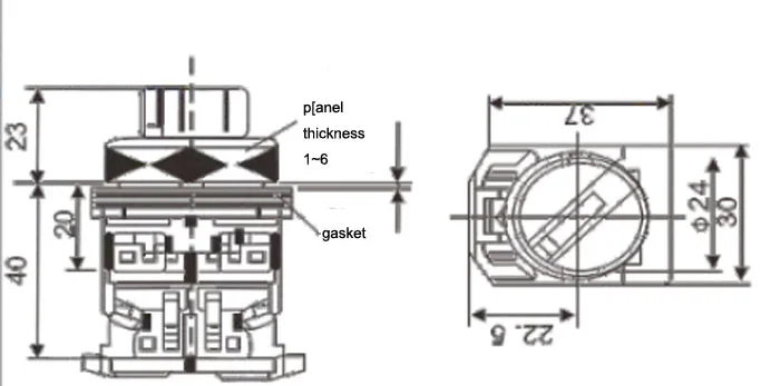 Diameter 30mm Electric 2 Or 3 Position Selector Push Button Switch Flat ...
