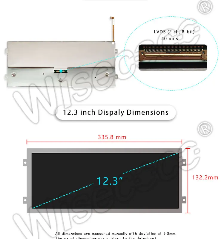 Wide Stretched Lvds Automotive Ips Lcd Display 12.3 Inch Tft 1920x720 ...