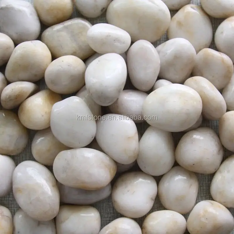 Grade 2- 3cm Polished White River Pebbles for Landscaping