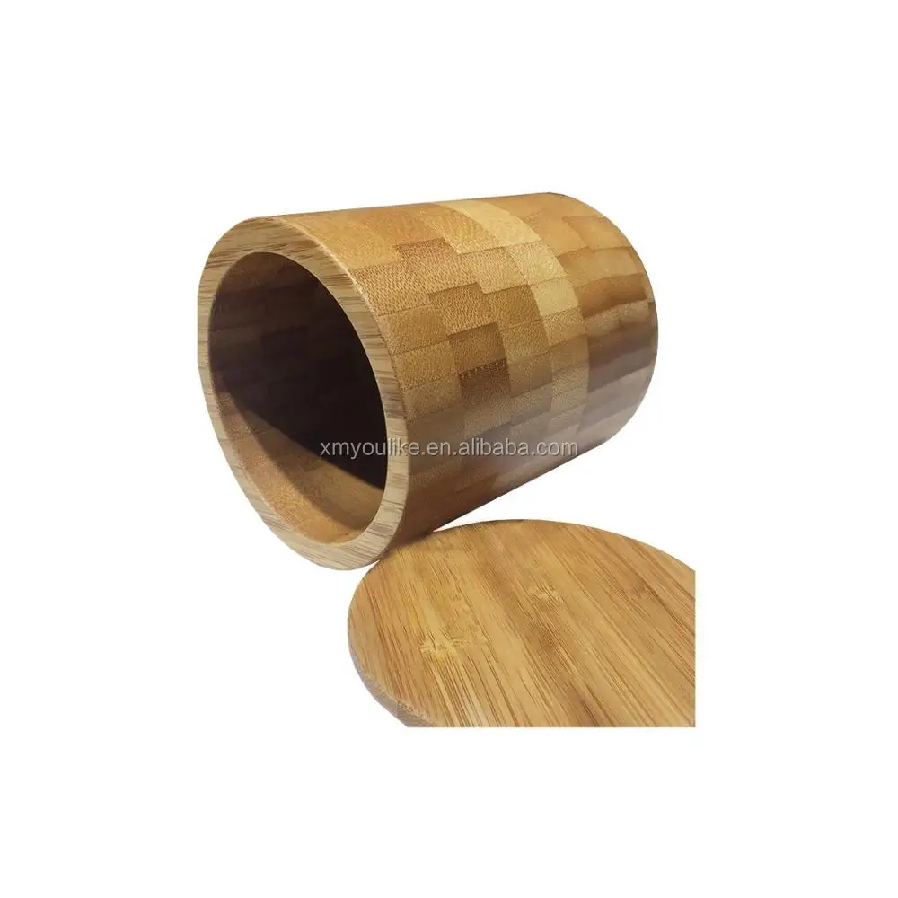 Eco-friendly Bamboo Wood Waste Bin Garbage Bin Trash Can With Lid - Buy ...