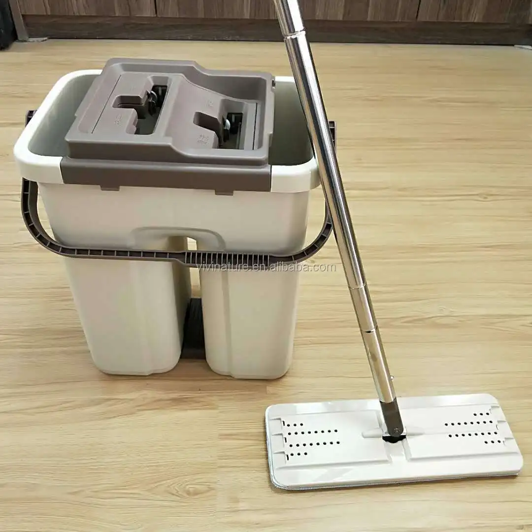 Self Cleaning Wash Flat Mop Bucket Stainless Steel Microfibre Head ...