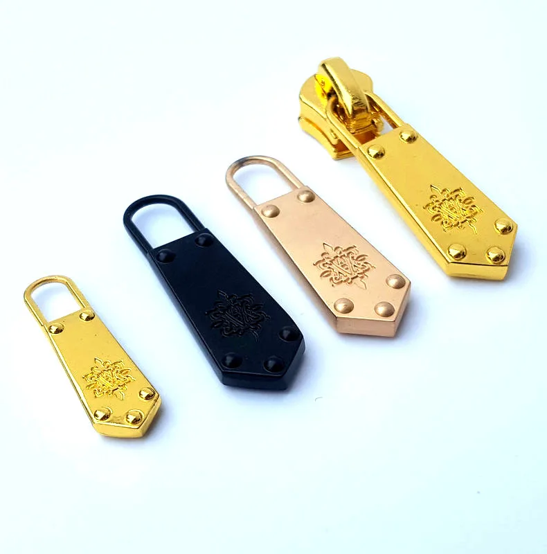 Customized Brand Logo Embossed Metal Zipper Puller With Slider With ...