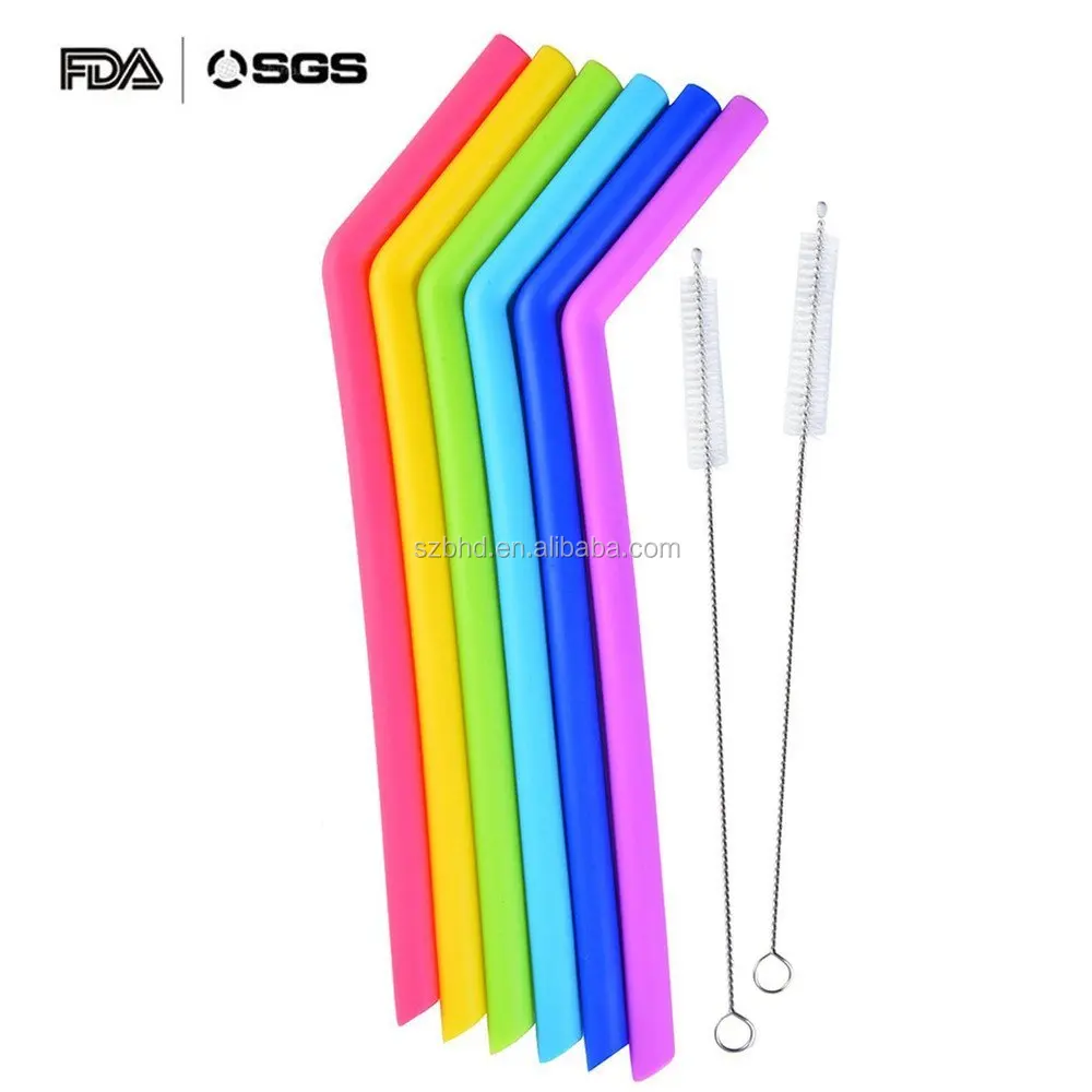 Reusable Silicone Straw,Extra Long Flexible Silicone Drinking Straws ...